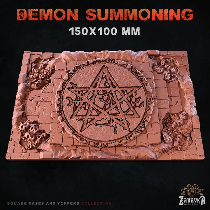 3D Printable Demon Summoning [Square] - Bases and Toppers (Full Set) by Zabavka Workshop